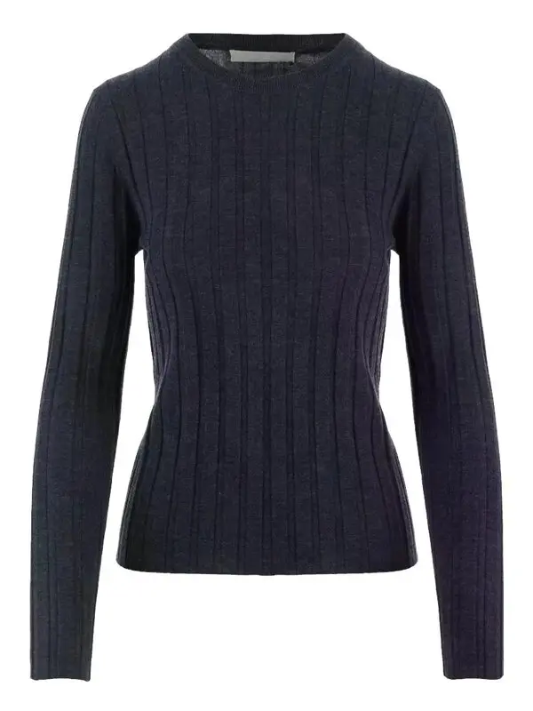 ALLUDE Ribbed-knit Crew-neck Sweater - Grey