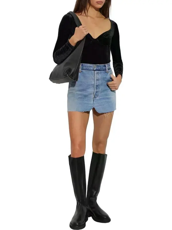Vetements Faded Effect Raw-cut Mini Skirt - Blue