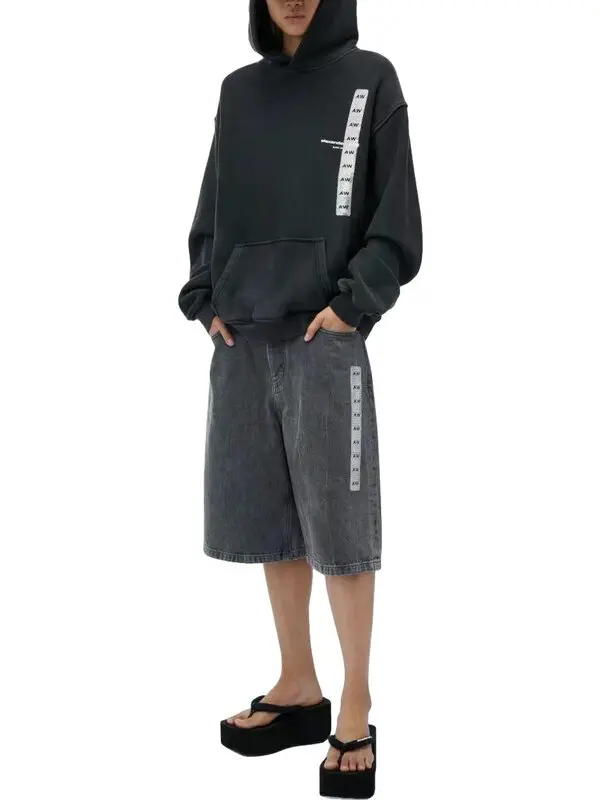 Alexander Wang Graphic Print Pouch Pocket Hoodie - Black