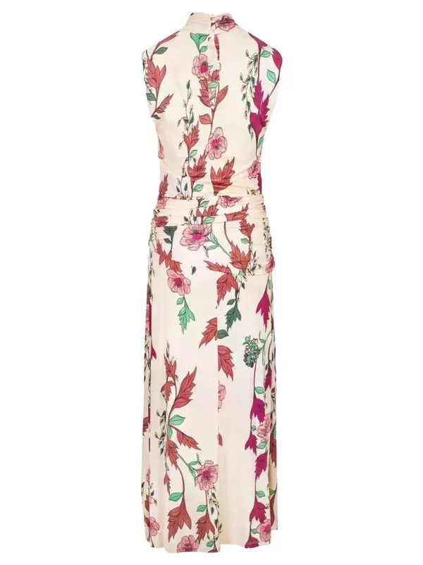 Johanna Ortiz Floral Print Ruched Midi Dress - Neutrals