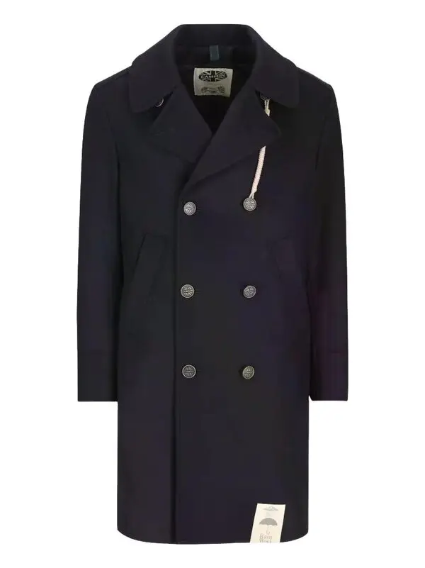 CAMPLIN Double-breasted Coat With Logo Buttons - Blue