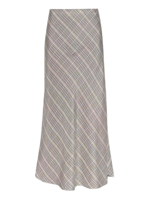 Munthe Bardot Checked Maxi Skirt - Neutrals