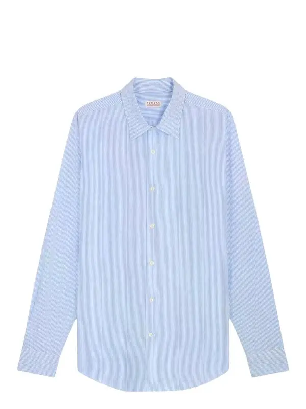 FURSAC Striped Straight-collar Shirt - Blue