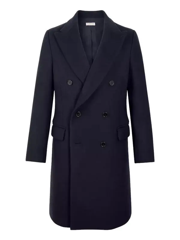 FURSAC Herringbone Double-breasted Coat - Blue