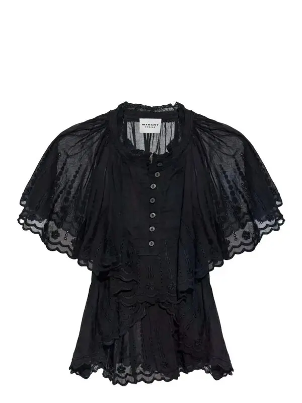 MARANT ETOILE Lorna Broderie-anglaise Cape Top - Black