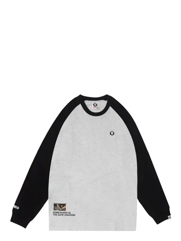 AAPE BY *A BATHING APE Moonface Raglan Long-sleeve T-shirt - Grey