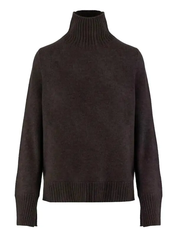 ALLUDE Ribbed-knit Turtleneck Sweater - Brown