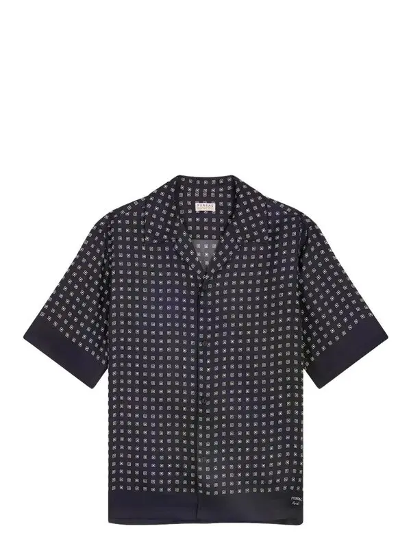 FURSAC Geometric-pattern Short-sleeve Shirt - Blue