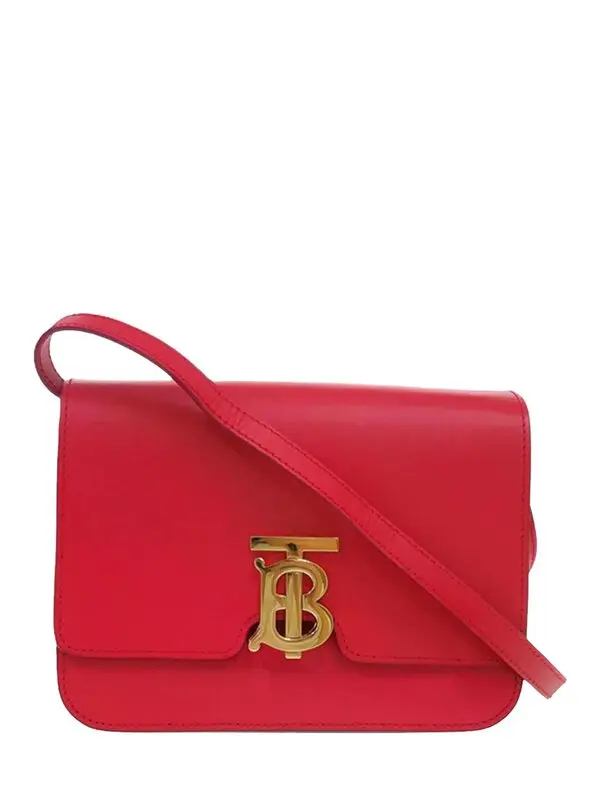 Burberry Smooth Calfskin Tb Crossbody Bag - Red