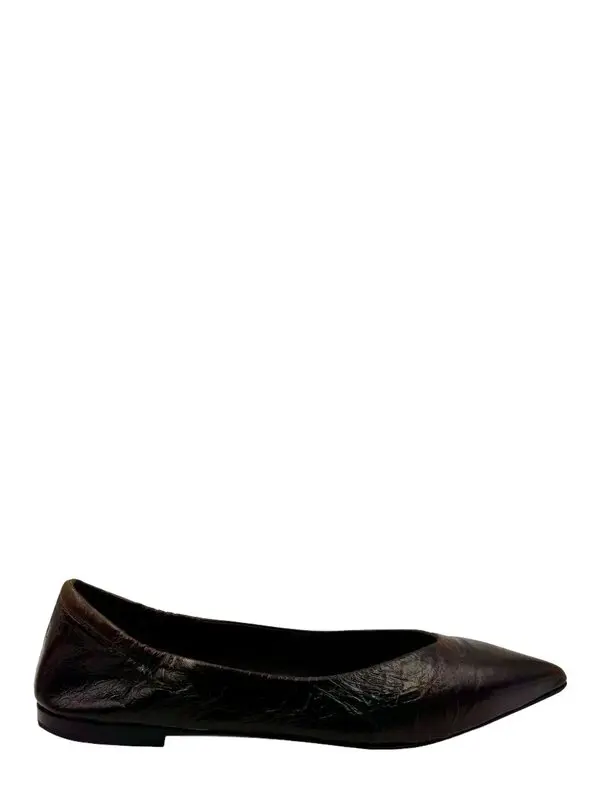 POMME D´OR Pointed-toe Crinkled-effect Ballet Flats - Brown