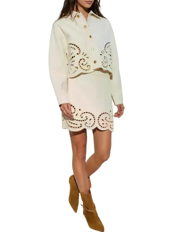 Ulla Johnson Cadiz Eyelet Embroidered Mini Skirt - Neutrals