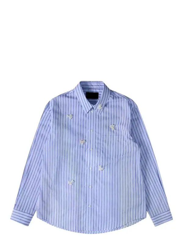 Simone Rocha Pearl-embellished Striped Shirt - Blue