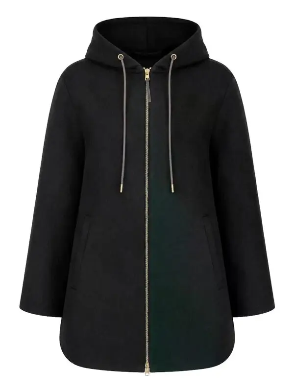 Herno Cocoon Drawstring Wool Coat - Black