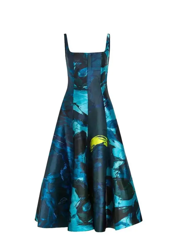 ROKSANDA Zelia Brushstroke-print A-line Midi Dress - Blue