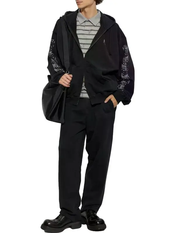 Vetements Logo-print Zip-up Hoodie - Black