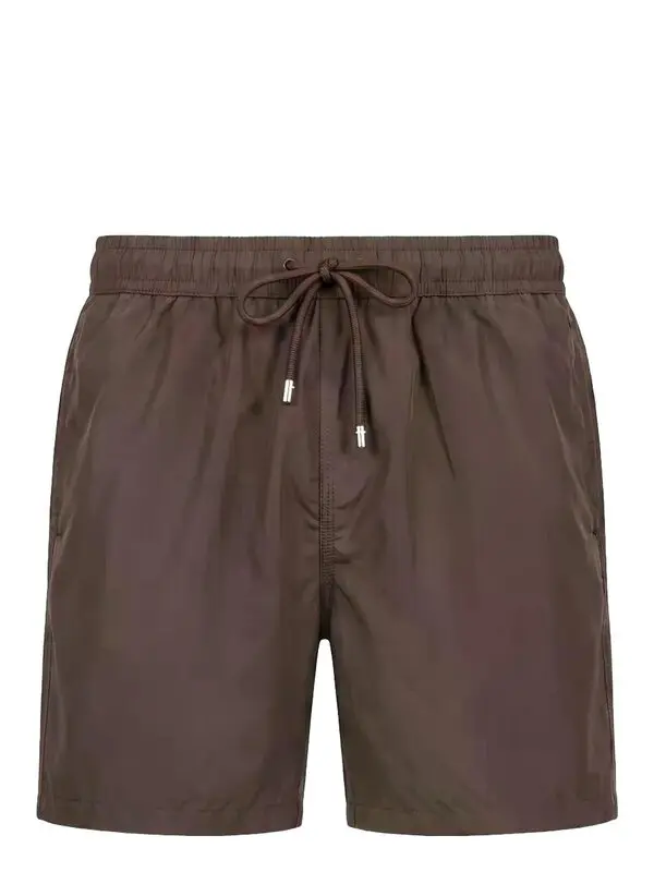 Fedeli Logo Patch Swim Shorts - Brown