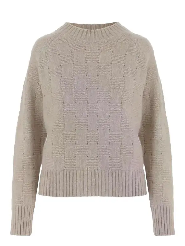 ALLUDE Basket-weave Crew Neck Sweater - Neutrals