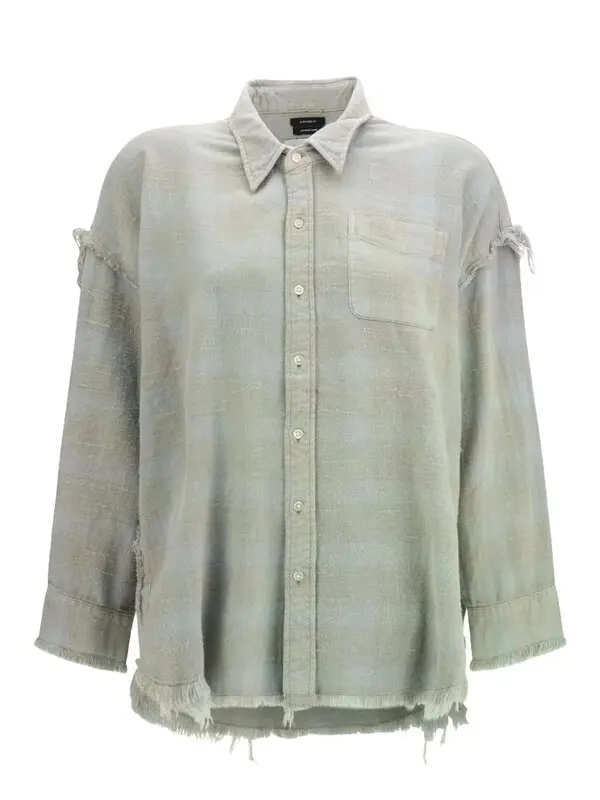 R13 Check Frayed-edge Shirt - Neutrals