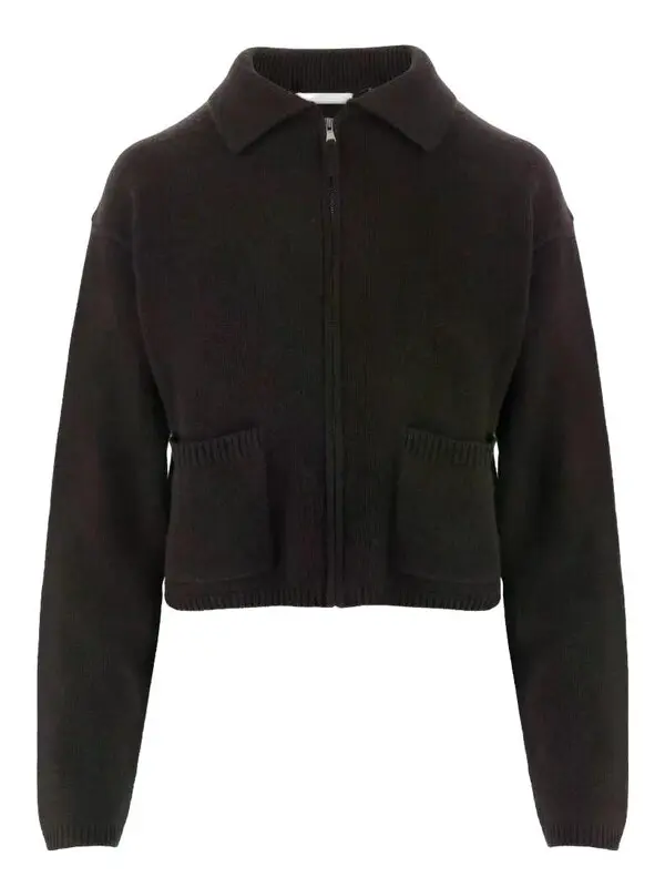 ALLUDE Zip-up Patch-pocket Cardigan - Brown