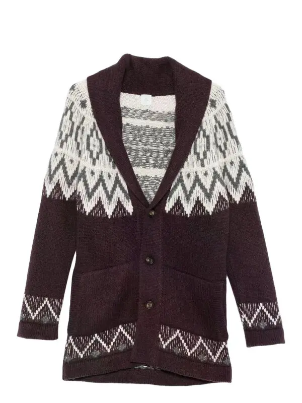 Eleventy Fair Isle Shawl-collar Cardigan - Red