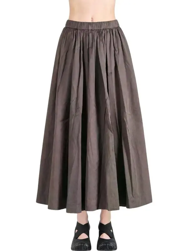 CASEY CASEY A-line Gathered Midi Skirt - Brown