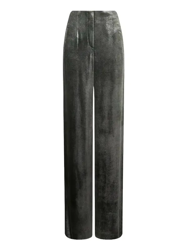 Alberta Ferretti Metallic-effect Straight-leg Trousers - Grey