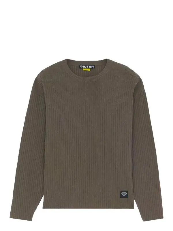 IUTER Ribbed Knit Logo Patch Sweater - Brown
