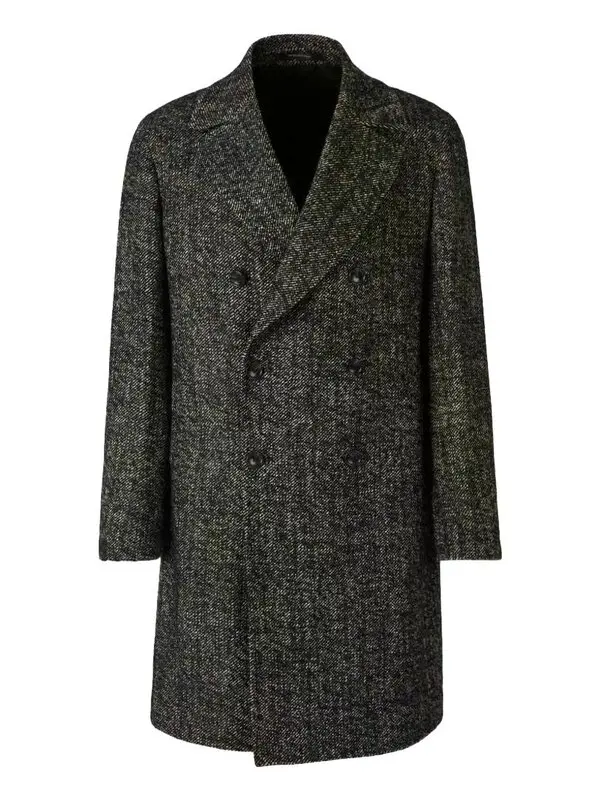 Tagliatore Double-breasted Herringbone Coat - Black