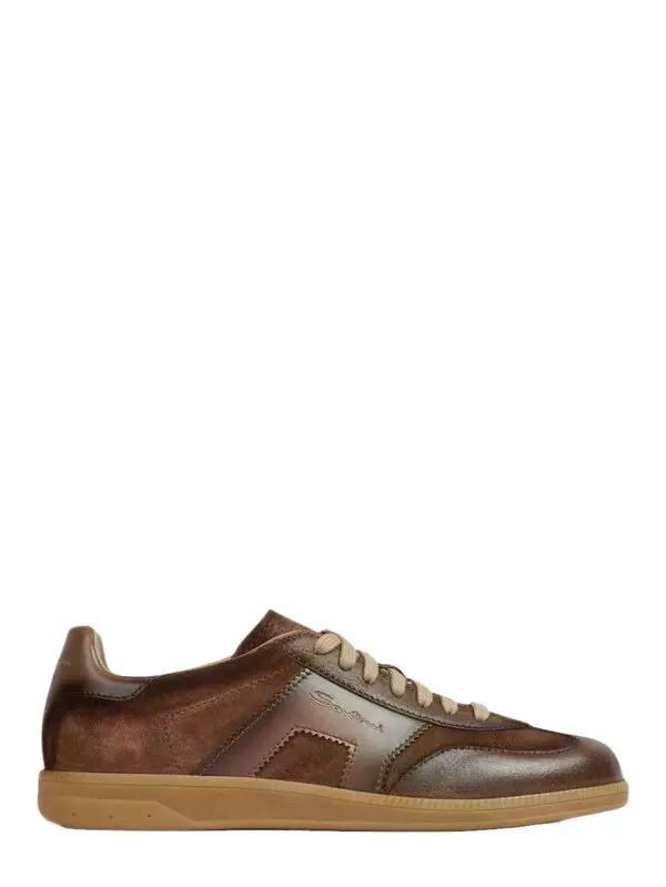 Santoni Dbs Oly Logo-print Panelled Sneakers - Brown