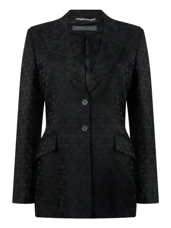 Alberta Ferretti Jacquard Pattern Lapel Collar Blazer - Black