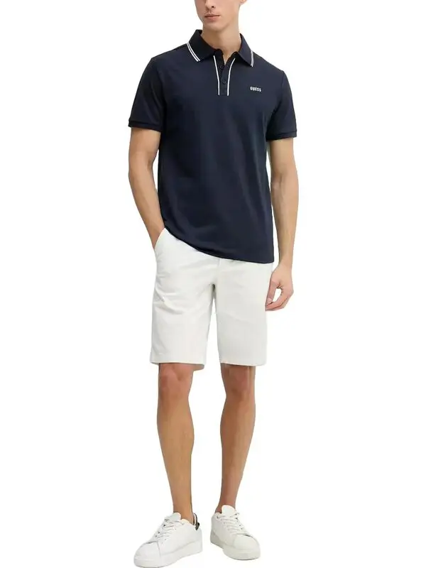 Guess Piqué-texture Tipped Polo Shirt - Blue