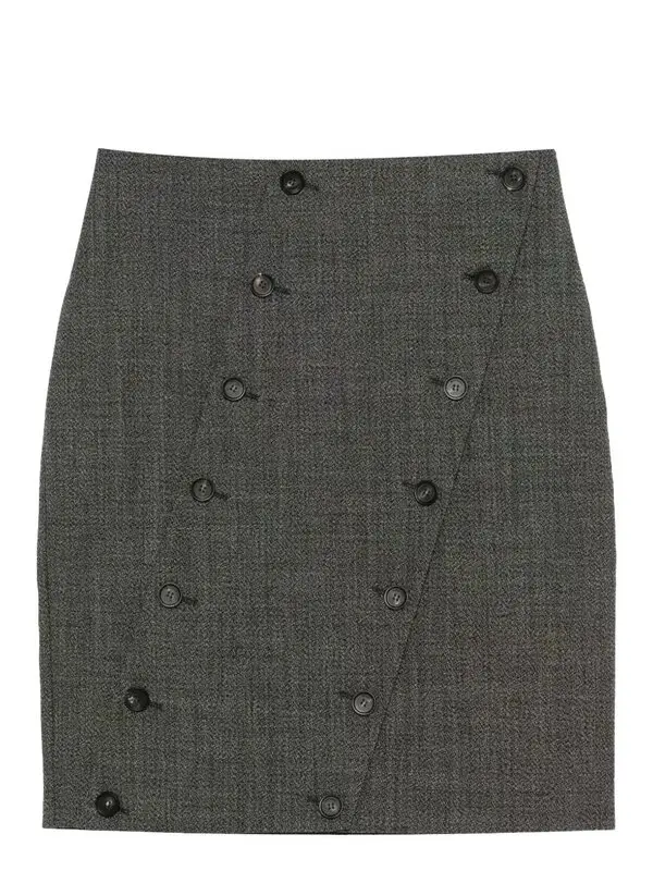 FERRAGAMO Button Detailed Straight Cut Skirt - Grey