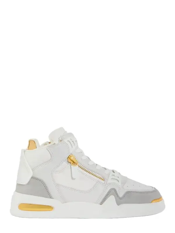 GIUSEPPE ZANOTTI Bimaterial High-top Sneakers With Double Side Zip - White
