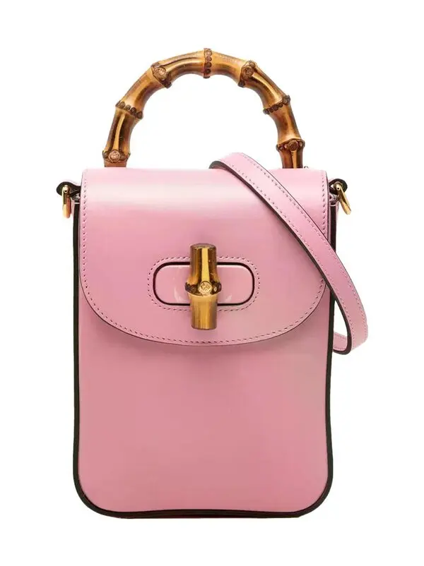 Gucci Calfskin Bamboo Top Handle Satchel - Pink
