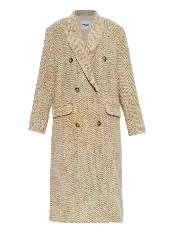 MARANT ETOILE Pilda Herringbone Double-breasted Coat - Neutrals