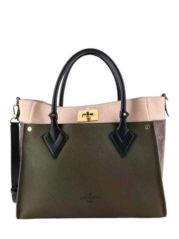 LOUIS VUITTON On My Side Leather With Monogram Canvas Mm Tote Bag - Green