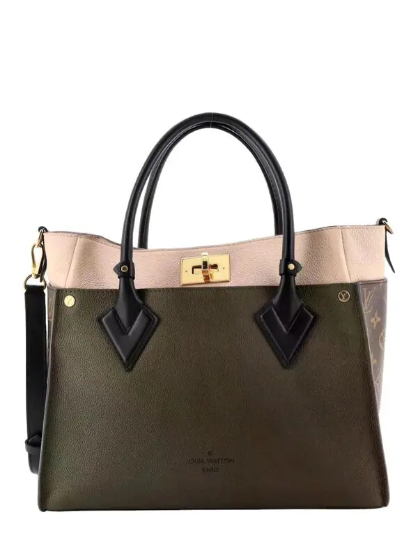 LOUIS VUITTON On My Side Leather With Monogram Canvas Mm Tote Bag - Green