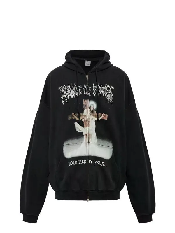 Vetements Graphic-print Zip-up Hoodie - Black