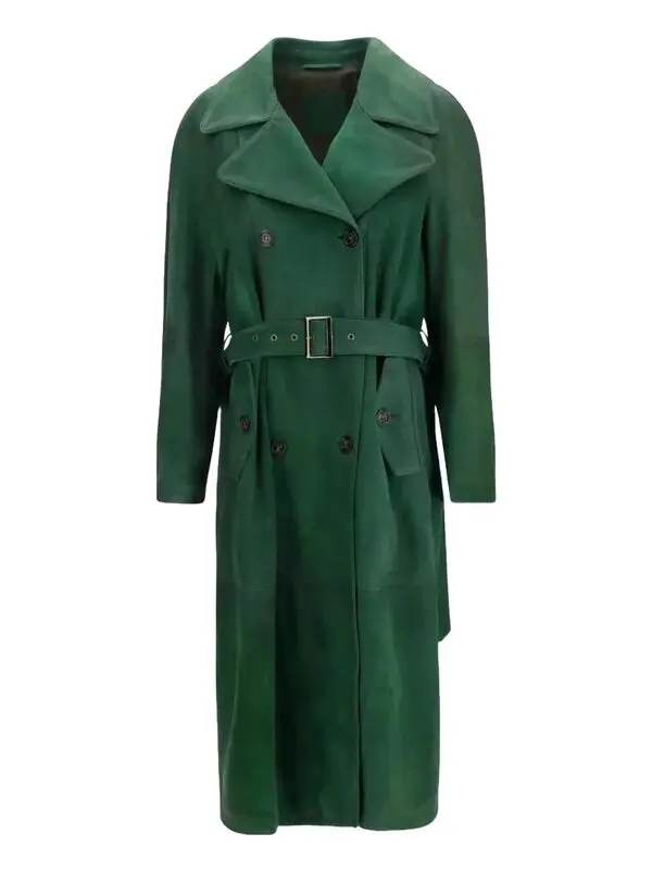 VALSTAR Double-breasted Belted Trench Coat - Green