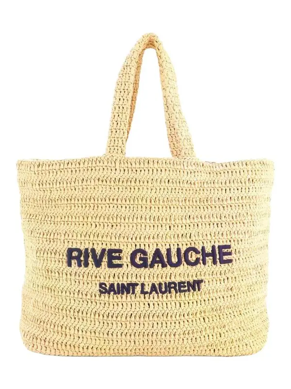 Saint Laurent Rive Gauche Raffia Tote Bag - Neutrals