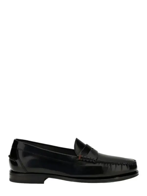 Santoni Polished Leather Loafers - Black