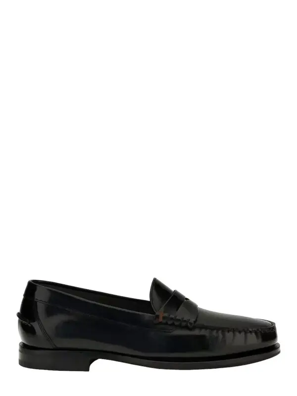 Santoni Polished Leather Loafers - Black