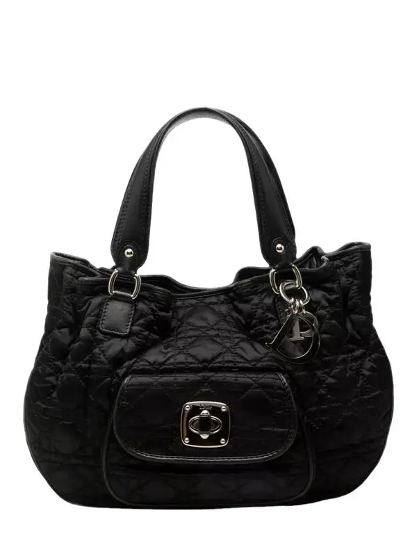 Dior 2009 Nylon Cannage Charming Lock Tote Bag - Black