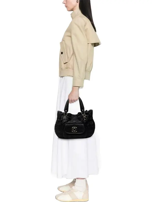 Dior 2009 Nylon Cannage Charming Lock Tote Bag - Black