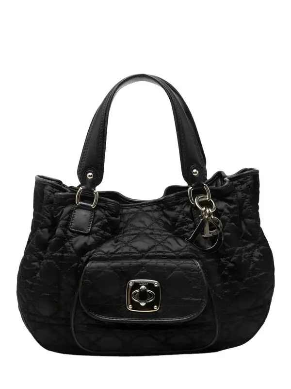 Dior 2009 Nylon Cannage Charming Lock Tote Bag - Black