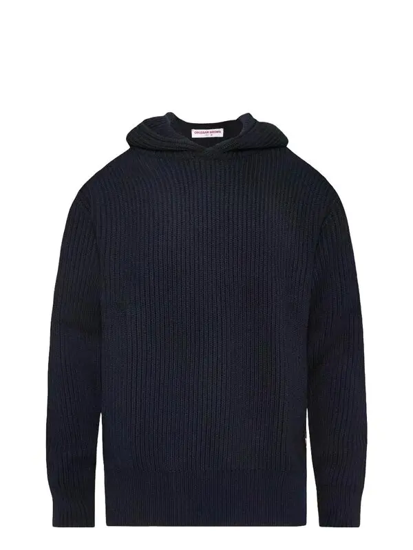 Orlebar Brown Navy Wool Chunky Rib-knit Hoodie - Blue