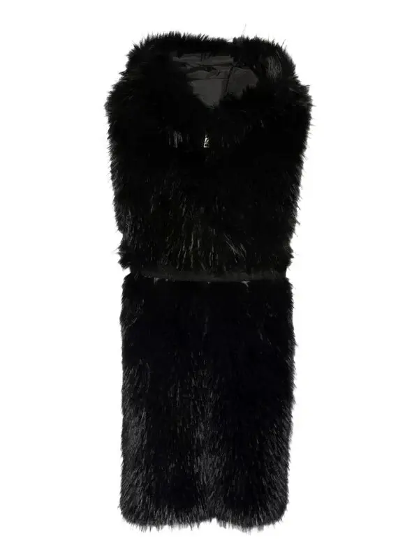Moncler Faux-fur Hooded Gilet - Black