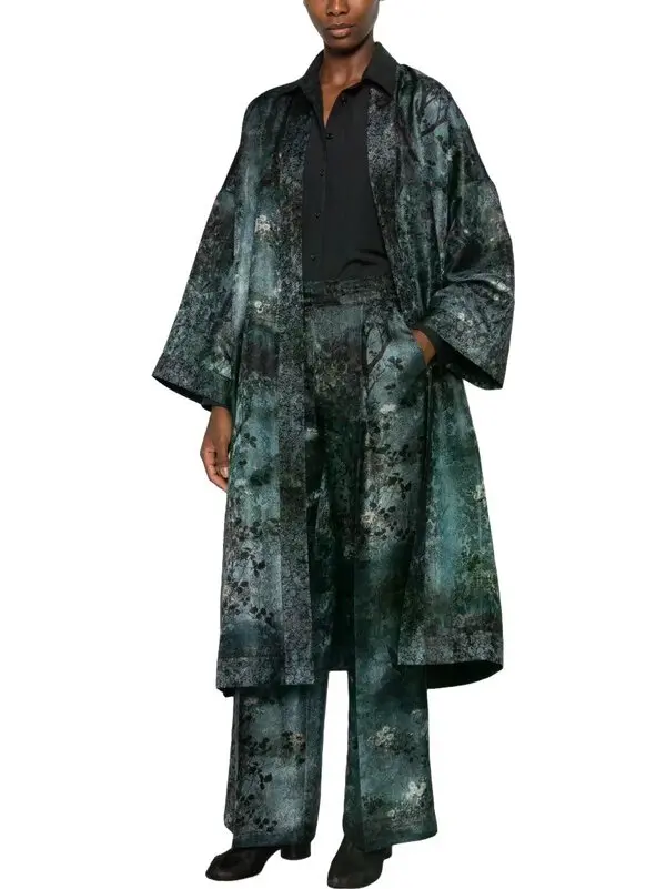 PIERRE-LOUIS MASCIA Abstract Print Wide-leg Trousers - Blue