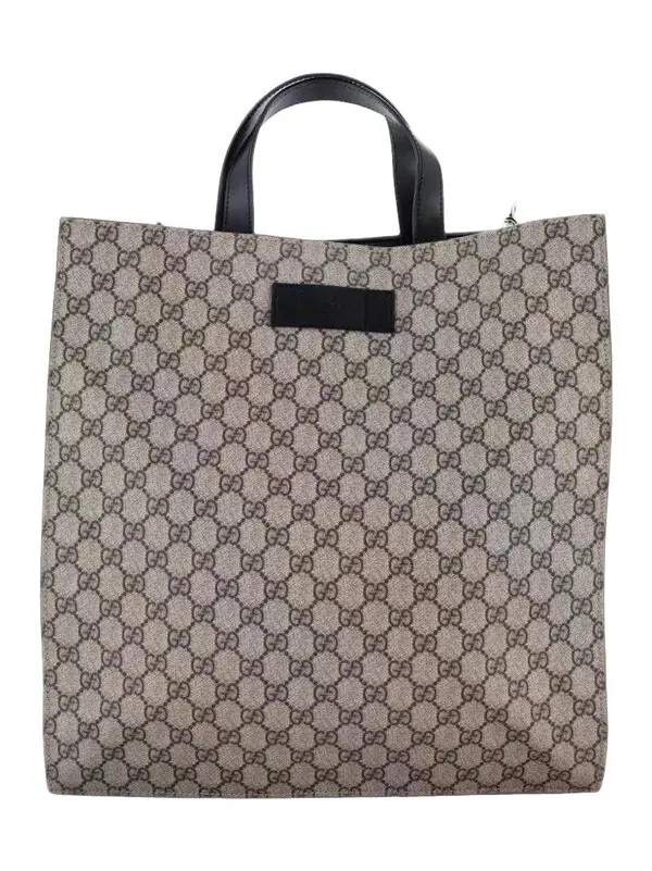 Gucci Convertible Soft Open Gg Coated Canvas Tall Tote Bag - Brown
