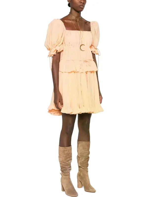 Chloé Ruffled Tiered Mini Dress - Orange